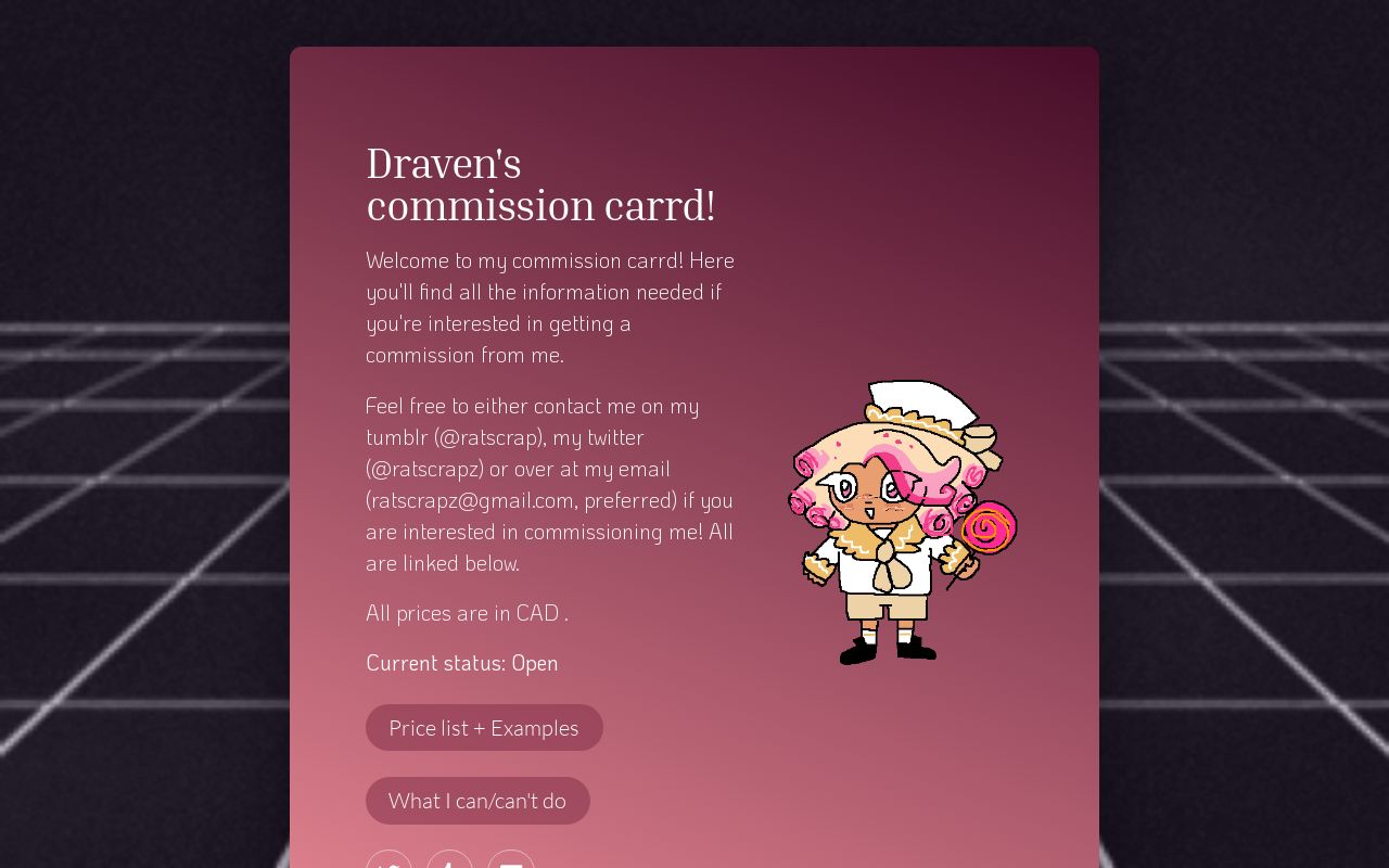 Draven's commission carrd